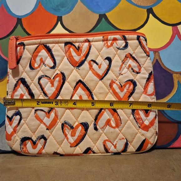 Vera Bradley | Bags | Vera Bradley Quilted Heart Pattern Clutch Orange ...